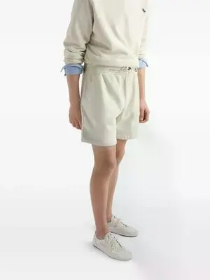 Prada Cotton Bermuda Shorts With Drawstring Waistband - Neutrals