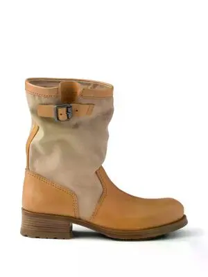 Prada Leather And Canvas Mid-calf Boots