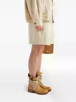 Prada Leather And Canvas Mid-calf Boots