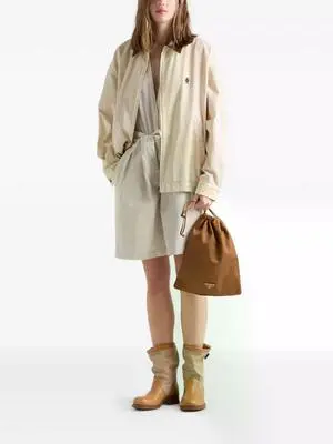 Prada Embroidered Gabardine Blouson Jacket - Neutrals