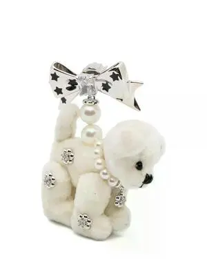 YVMIN Bow-detail Puppy-motif Earring - Silver