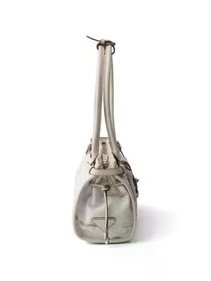 Prada Bonnie Medium Printed Linen And Leather Handbag - Neutrals