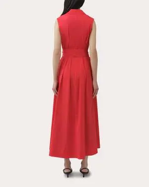 Simkhai Genny Poplin Belted Sleeveless Shirt Dress