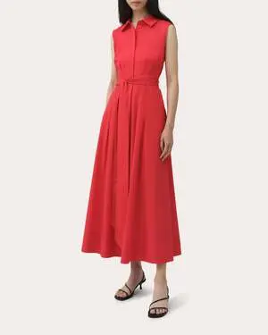 Simkhai Genny Poplin Belted Sleeveless Shirt Dress