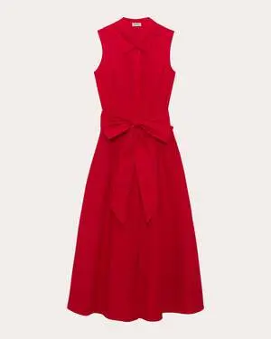 Simkhai Genny Poplin Belted Sleeveless Shirt Dress