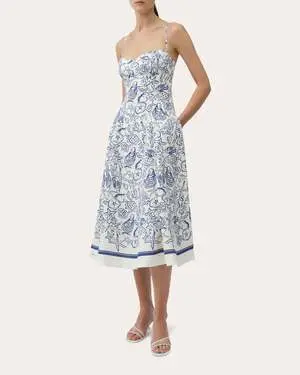Simkhai Analise Seashell Linen Bustier Midi Dress