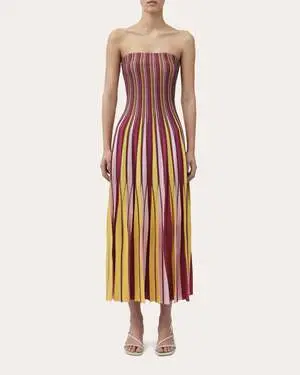 Simkhai Soleil Stripe Knit Pleated Midi Dress