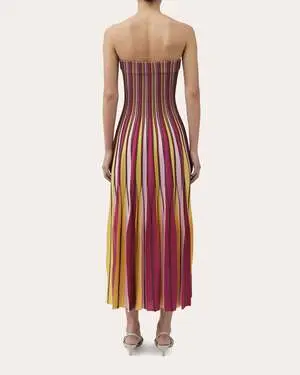 Simkhai Soleil Stripe Knit Pleated Midi Dress