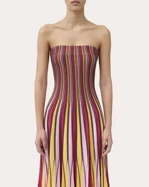 Simkhai Soleil Stripe Knit Pleated Midi Dress