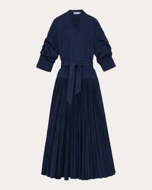 Simkhai Arlo Belted Pleated Maxi Shirt Dress - Blue