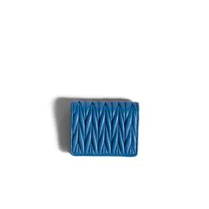 Miu Miu Small Matelassé Nappa Leather Wallet - Wave Blue