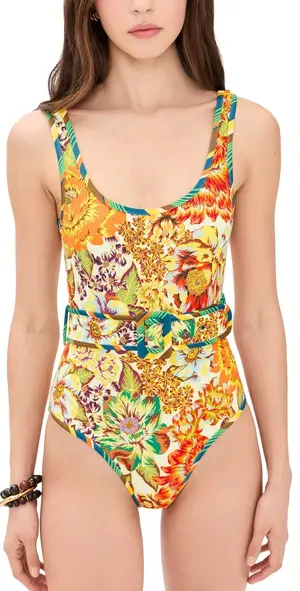 ALEMAIS Belted Floral One-piece Swimsuit - Multi