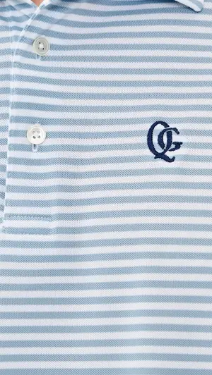 QUIET GOLF Randoplh Striped Polo - Blue