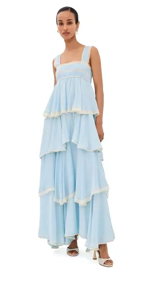 Lug Von Siga Fiorella Maxi Dress With Tiered Ruffles And Lace Trim