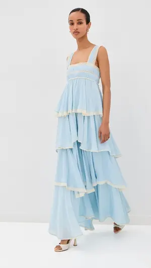 Lug Von Siga Fiorella Maxi Dress With Tiered Ruffles And Lace Trim