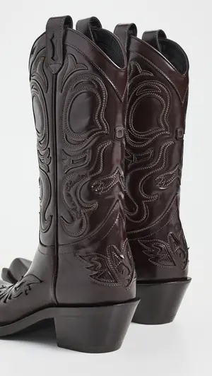 Acne Studios Pointy Leather Cowboy Boots With Bow Detailing