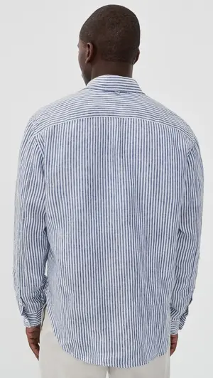 ALEX MILL Mill Dress Shirt In Linen Stripe - Blue/white