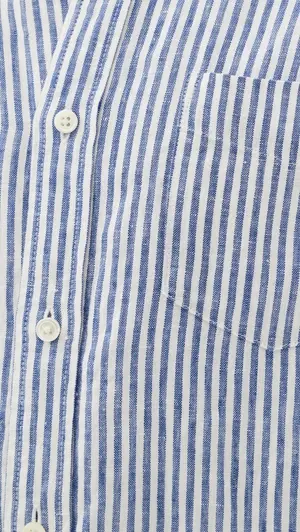 ALEX MILL Mill Dress Shirt In Linen Stripe - Blue/white