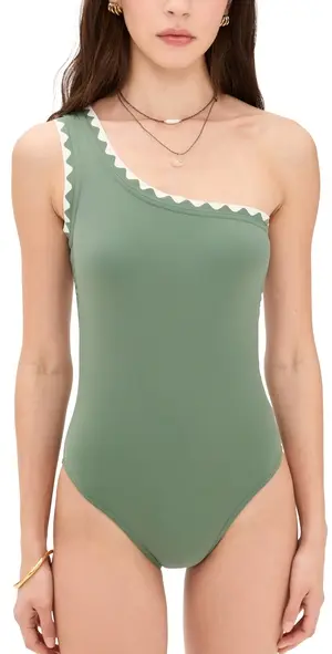 KARLA COLLETTO Lia One-shoulder One-piece Swimsuit - Lichen/cream