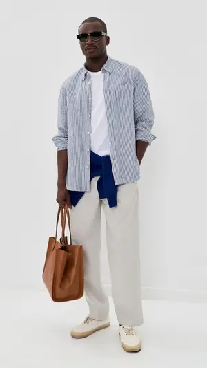 ALEX MILL Pleated Pull On Pants In Lightweight Chino