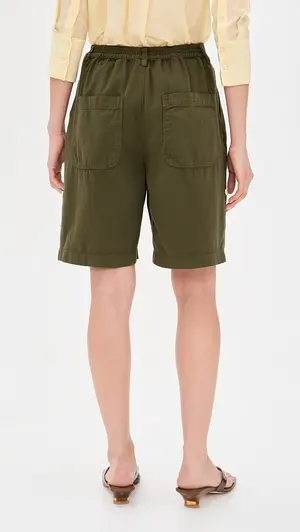 JAMIE HALLER Pleat Front Twill Shorts