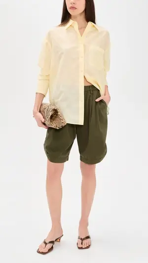 JAMIE HALLER Pleat Front Twill Shorts
