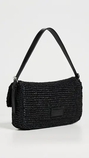 Staud Harlow Raffia Bag - Black