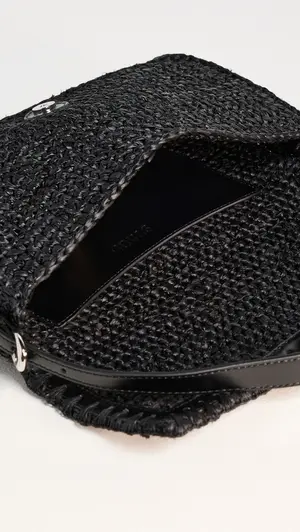 Staud Harlow Raffia Bag - Black