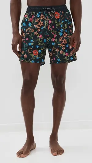 Agua Bendita Floral Print Swim Trunks - Multicolor