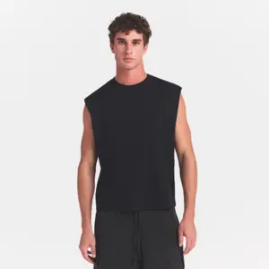 SKIMS Cropped Muscle Tank Top In Heavyweight Cotton - Obsidian