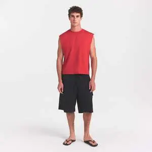 SKIMS Cropped Muscle Tank Top | Red | Large | Heavyweight Cotton - Washed Red