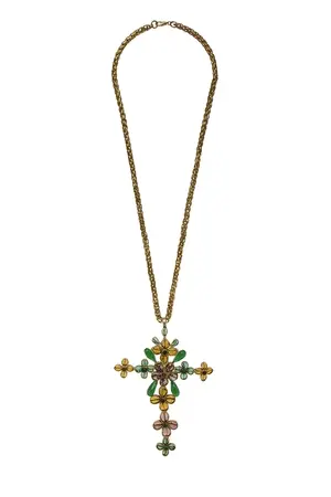 Chanel Gripoix Cross Necklace - Multi