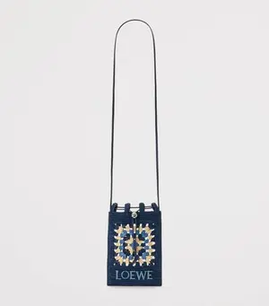 Loewe X Paula's Ibiza Crochet Pocket Patch Shoulder Bag - Navy