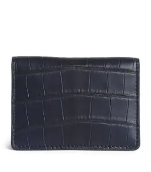 ELLIOT RHODES Crocodile Leather Card Holder - Navy