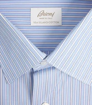 Brioni Sea Island Cotton Stripe Shirt - Blue