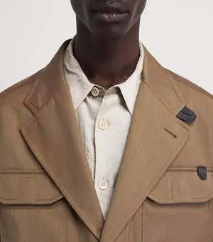 Brioni Leather-trim Blazer