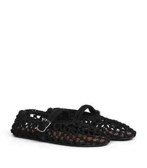 Alaïa Satin Crochet Ballet Flats