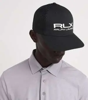 Rlx Ralph Lauren Logo Embroidered Trucker Cap - Black