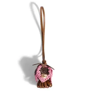 Miu Miu Leather-yarn Woven Keyring - Brown