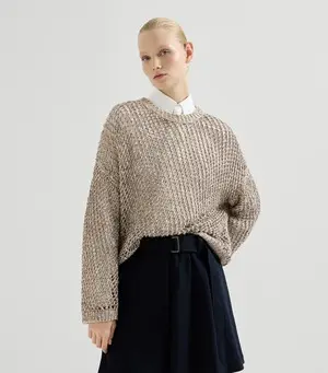Brunello Cucinelli Silk-linen Blend Net Sweater