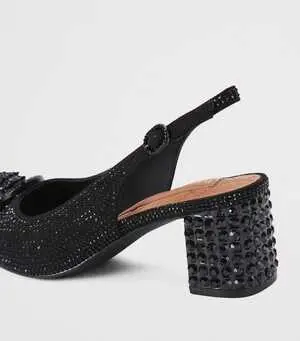 Kurt Geiger Embellished Chelsea Block Slingback Pumps - Black