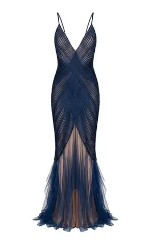 WEISE Azuleja Mesh Maxi Dress - Blue