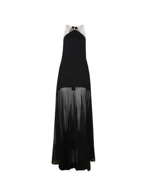 David Koma Halterneck Maxi Dress With Mesh Paneling