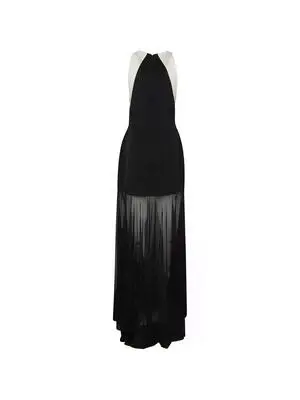 David Koma Halterneck Maxi Dress With Mesh Paneling