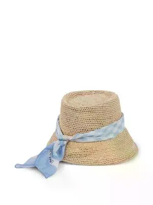 Ermanno Scervino Woven Bucket Hat With Gingham Trim