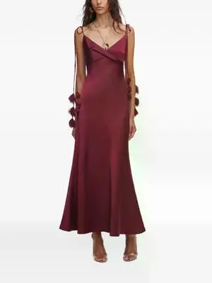 SELF-PORTRAIT Floral-detail Midi Dress - Red