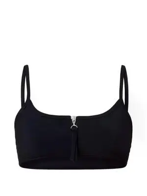 Loulou De Saison Olga Zipped Square-neck Bikini Top - Black