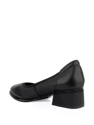 LINDA BAUMANN Crystal-embellished Block-heel Pumps