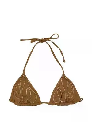 Paloma Wool Bead-embellished Bikini Top - Brown