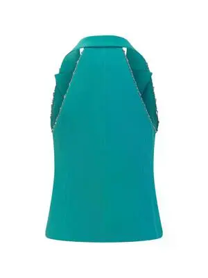 Pinko Bead-trimmed Halterneck Waistcoat - Blue